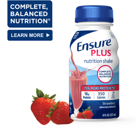 Ensure® Plus Strawberry | High Calorie Shakes for Weight Gain
